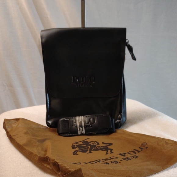 Videng Polo | Bags | New Black Messenger Bag Wdetachable Wide Strap ...